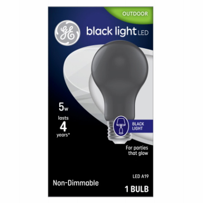 LED Black Light Bulb, A19 Shape, Medium Base, 100 Lumens, 5 Watt - True ...
