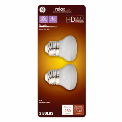 LED Light Bulb, R14 Shape, Medium Base, 250 Lumens, 4 Watt, 2-Pk ...