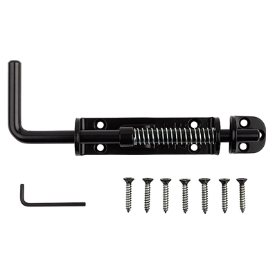 Spring-Loaded Sliding Bolt, Heavy-Duty, Black - True Value Hardware