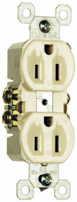 Pass & Seymour 2-Pole Standard Duplex Outlet, Light Almond, 125V, 15 ...