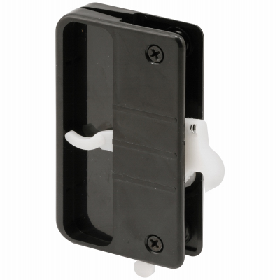 Screen Door Latch and Pull with Security Lock, Black Plastic, Fits ...