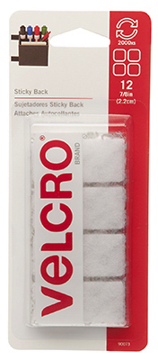 Sticky Back Fasteners, White, 7/8 In. Squares, 12-Ct. - True Value Hardware