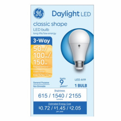 LED 3-Way Light Bulb, A19 Medium Base, Daylight, 6/12/17 Watt - True ...