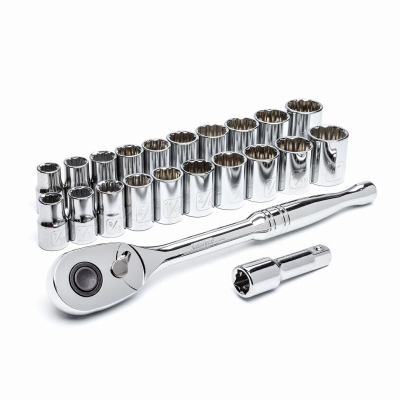 22-Pc. SAE/Metric Socket Set, 1/2 In. Drive - True Value Hardware
