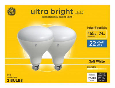 LED Ultra Bright Indoor Floodlight Bulbs, Soft White, BR40, Medium Base ...