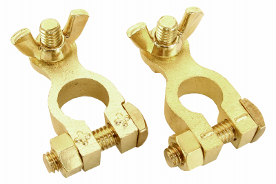 Automotive Battery Terminal, Wing Nut Top Post, Universal, Brass, 2-Pk ...