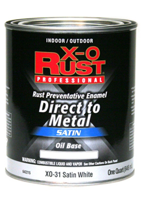 X-O Rust Premium Oil-Base Paint, Satin White, Interior/Exterior, 1 Qt ...