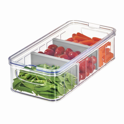 Refrigerator Produce Storage Crisper Bin, 2 Adjustable Dividers & Lid ...