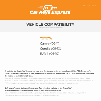 Simple Key Programmer & Car Remote/Key Combo for Select Toyota - True ...