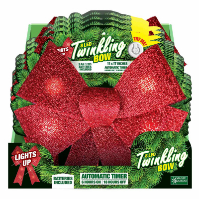 LED Twinkling Light Christmas Bow, Timer, 11 x 17 In. - True Value Hardware