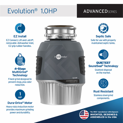 Evolution Garbage Disposal, 4-Stage MultiGrind Technology, 1 HP - True ...