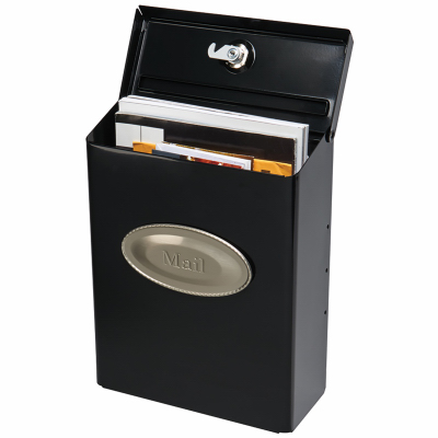 Designer Vertical Wall Mount Mailbox, Concealed Lock, Medium, Black ...