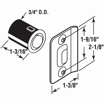Drive-In Ball Catch with Strike, Brass Plated, Adjustable, 3/4 x 1-3/16 ...
