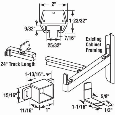 Drawer Track Repair Kit, Wood, 24 In. - True Value Hardware