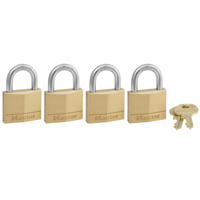Solid Brass Body Padlock, 1-9/16 In. Wide, 4-Pk. - True Value Hardware