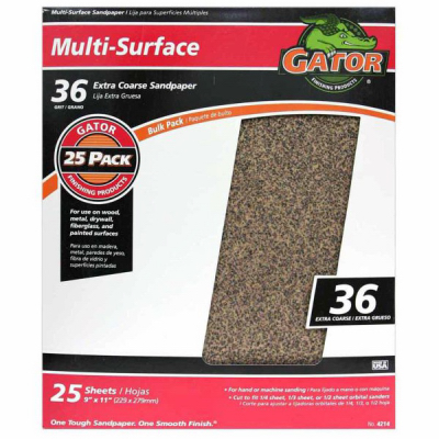 Sandpaper, Extra Course 36 Grit, 9 x 11 In., 25-Ct. - True Value Hardware