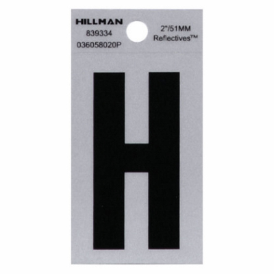 Adhesive House Address Letter H, Reflective Vinyl, Black and Silver, 2 ...