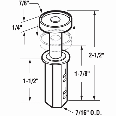 Spring-Loaded Bi-Fold Door Top Guide Wheel, 2-Pk. - True Value Hardware