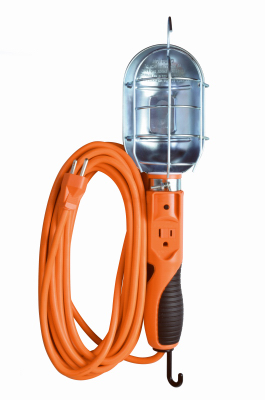 Trouble Work Light, Metal Guard & Outlet, 75-Watts, Orange, 25 Ft ...