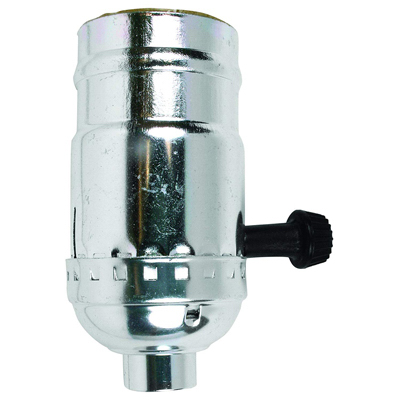 Turn Knob Lamp Socket, 3-Way, Medium Base, 250-Watt, 250-Volt, Nickel ...