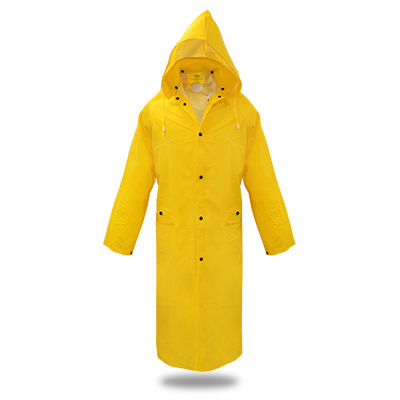Rain Jacket, Hi-Vis Yellow PVC, Lined, 48 In. Long, M - True Value Hardware