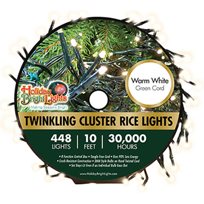 LED Twinkling Cluster Rice Light Set, Warm White, 448-Ct., 10-Ft ...