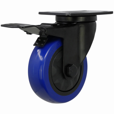Blue Diamond TPU Wheel Caster, 4-In. D, Foot Activated Total Lock Break ...