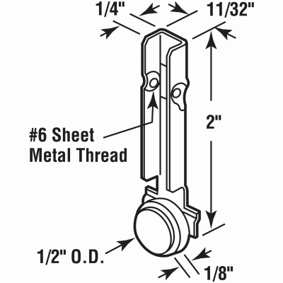 Nylon Roller Sliding Window Roller Assembly, 1/2 In., IWC, 2-Pk. - True Value Hardware