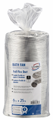 Air Connector for Bath Fan Exhaust, UL 181 Class 1, 6 In. x 25 Ft ...