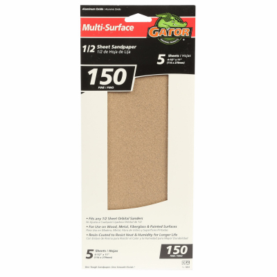 5-Pk., 1/2-Sheet 150-Grit Sandpaper - True Value Hardware