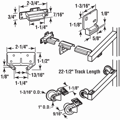 Drawer Track Repair Kit, Metal Track, 22-1/2 In. - True Value Hardware