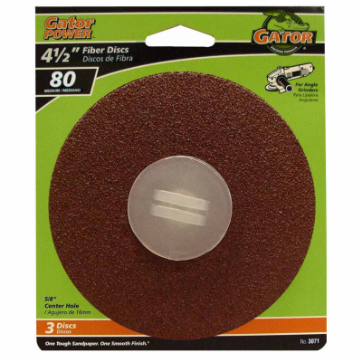 80-Grit Fiber Sanding Disc, 4.5 In., 3-Pk. - True Value Hardware