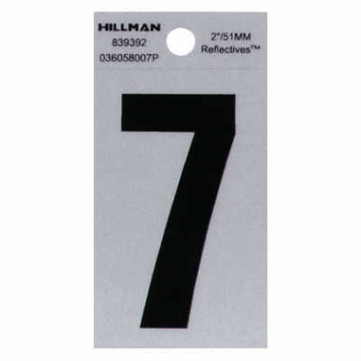 Adhesive House Address Number 7, Reflective Vinyl, Black and Silver, 2 ...