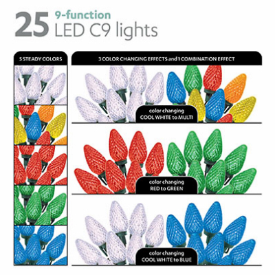 Multi-Function Christmas LED Color Sync C9 String Light Set, White/RGB ...