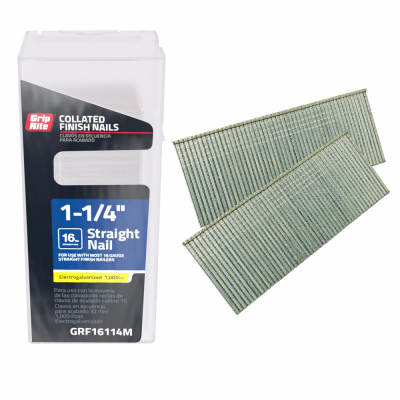 Collated Finish Nails, Electrogalvanized Steel, 1-1/4 In. x 16 Gauge ...