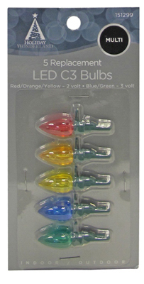 Christmas Lights LED Replacement Bulb, C3, Multi-Color, 5-Pk. - True ...