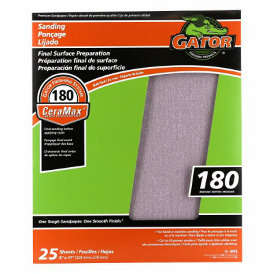 Premium Ceramic Sandpaper, Medium 180 Grit, 9 x 11 In., 25-Pk. - True ...