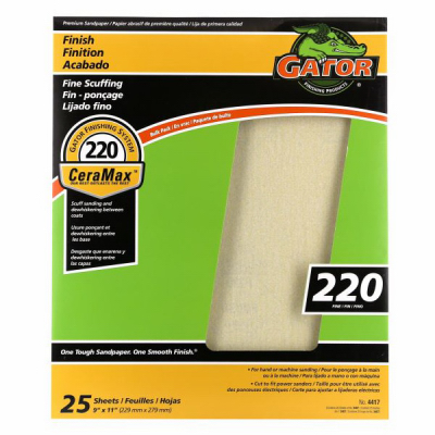 Premium Ceramic Sandpaper, Fine 220 Grit, 9 x 11 In., 25-Ct. - True ...