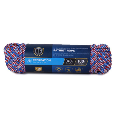 Patriot Rope, Diamond Braided Polypropylene, 3/8 In. x 100 Ft. - True ...