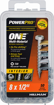Power Pro One Interior Screws, Pan Head, Zinc-Plated, #8 x 1/2-In., 50 ...