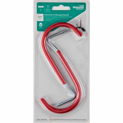 Curved Drive Hook, Red Vinyl-Coated Steel - True Value Hardware