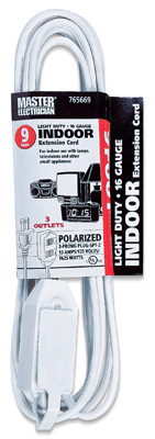 Extension Cord, 16/2 SPT-2 White Polarized Cube Tap, 9-Ft. - True Value ...