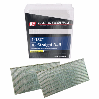 Collated Finish Nails, Electrogalvanized Steel, 1-1/2 In. x 16 Gauge ...