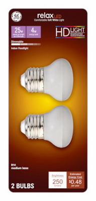 LED Light Bulb, R14 Shape, Medium Base, 250 Lumens, 4 Watt, 2-Pk ...