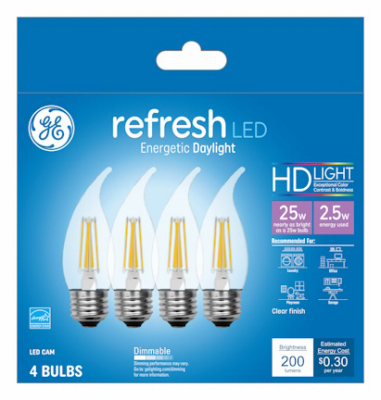 LED Chandelier Light Bulbs, Candle Shape, Clear Daylight, 200 Lumens, 2 ...