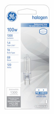 Quartz Halogen Light Bulb, G8 Base, 100 Watt - True Value Hardware
