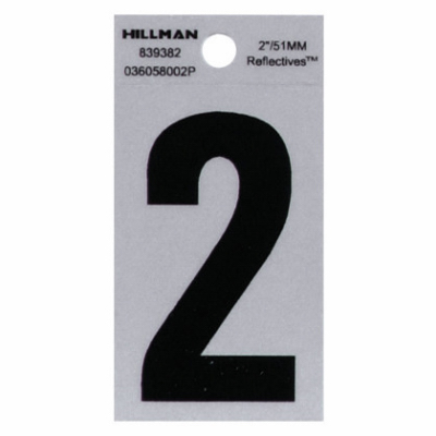 Adhesive House Address Number 2, Reflective Vinyl, Black and Silver, 2 ...