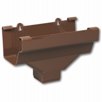 Gutter Drop Outlet, K-Style, Traditional, Vinyl, Brown, 2 x 3-In ...