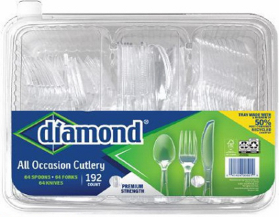 Plastic Cutlery with Caddy Tray, Clear, 192-Ct. - True Value Hardware