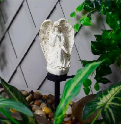 Solar Angel Pathway Light, White Polyresin - True Value Hardware